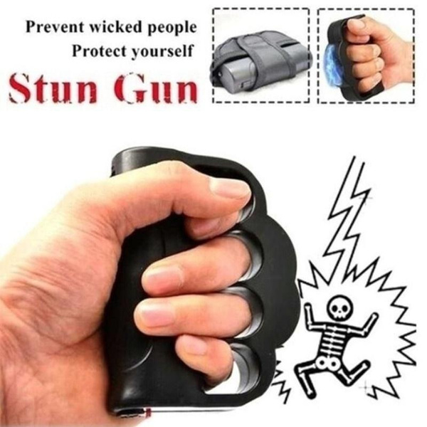 POLICE Stun Gun 008 - Rechargeable With Tactical LED Flashlight, Black ...