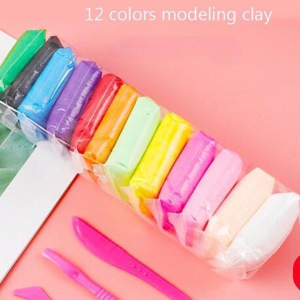 12 Colored lightweight clay, air dried polymer formed clay, ultra light ...