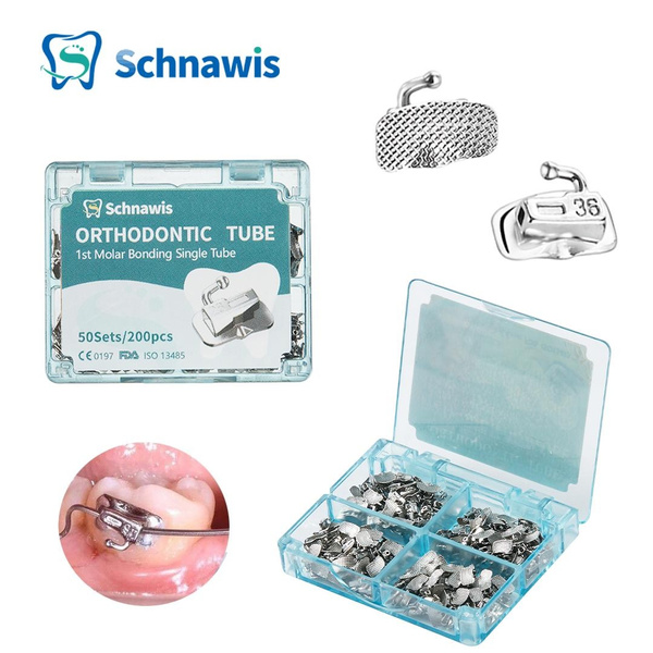 200Pcs Dental Orthodontics Bonding Buccal Tubes 1st 2nd Molar Bondable Non-Convertible Buccal ...