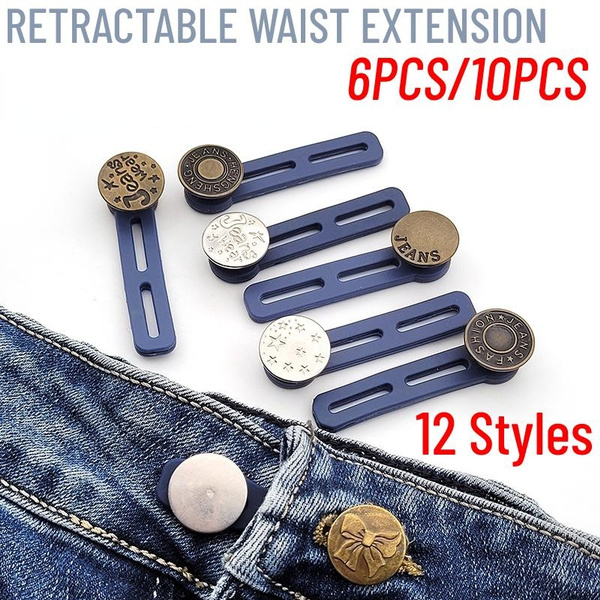 6PCS/10PCS Metal Button Extender for Pants Jeans Free Sewing Adjustable ...