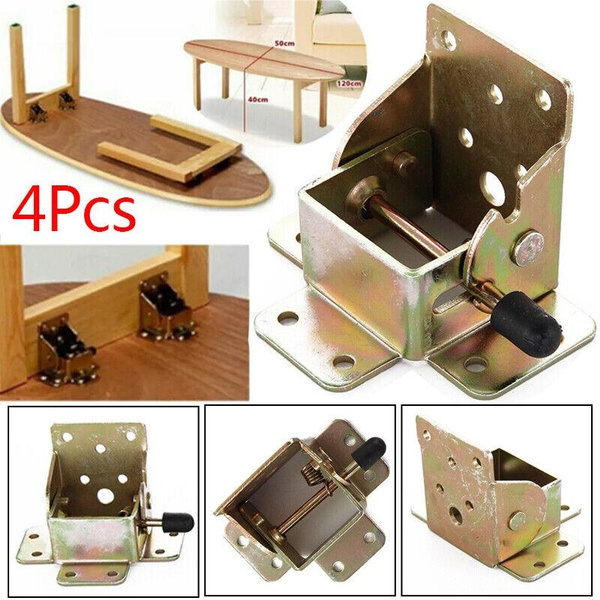 4x Folding Table Chair Leg Hinges 90 Degree Self-Locking Bracket Hinge ...