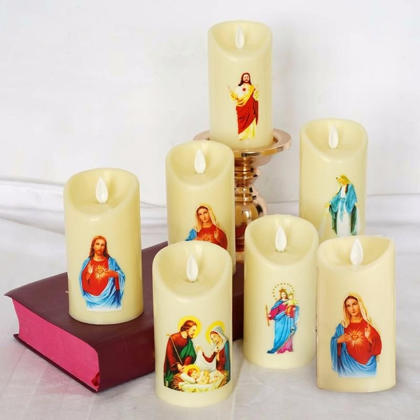 1Pcs Led Religious Candle Light Electronic Candle Light Oblique Swing ...