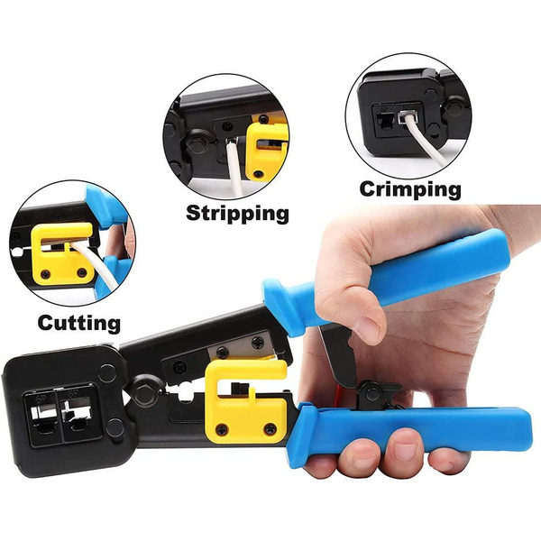 RJ45 Crimping Tool Ethernet Crimper for Cat6 Cat5 Cat5e RJ45 Pass ...