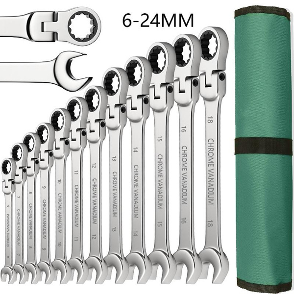 1PC Flex Head Ratcheting Wrench 72 Teeth 12 Point Dual-purpose Set- 6 ...