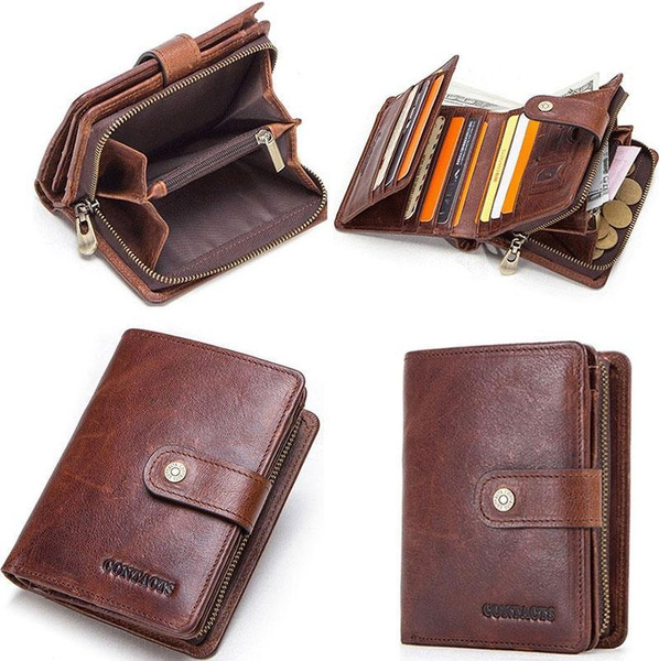 Man Purse Genuine Leather RFID Vintage Wallet Men with Coin Pocket ...
