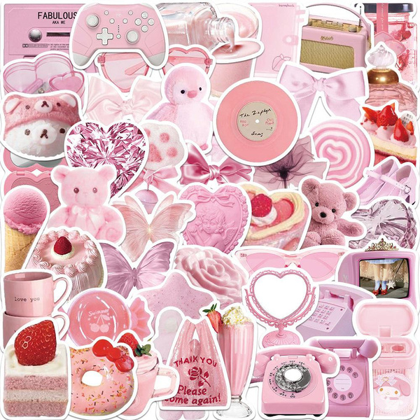 15/50PCS pink girl heart graffiti stickers VSCO pink bear luggage ...