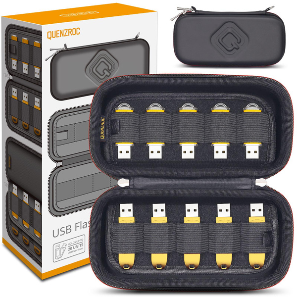 USB Drive Case Organizer Fits 20 Flash Thumb Drives QUENZROC USB Sticks ...