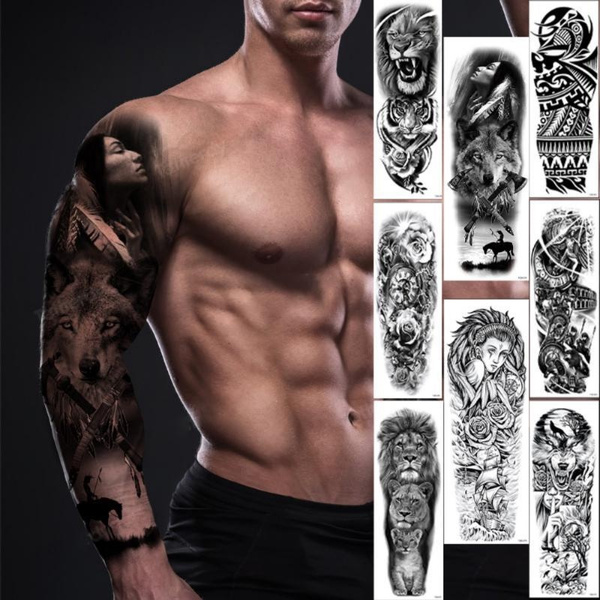 Full Arm Temporary Tattoos, Fake Tattoo Stickers, Waterproof Realistic ...