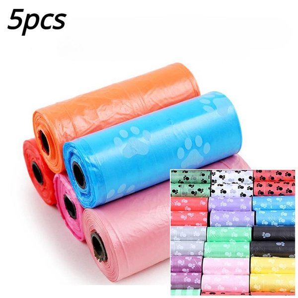 5pcs/bag pet waste bag, fecal collection bag, printed dog fecal bag ...