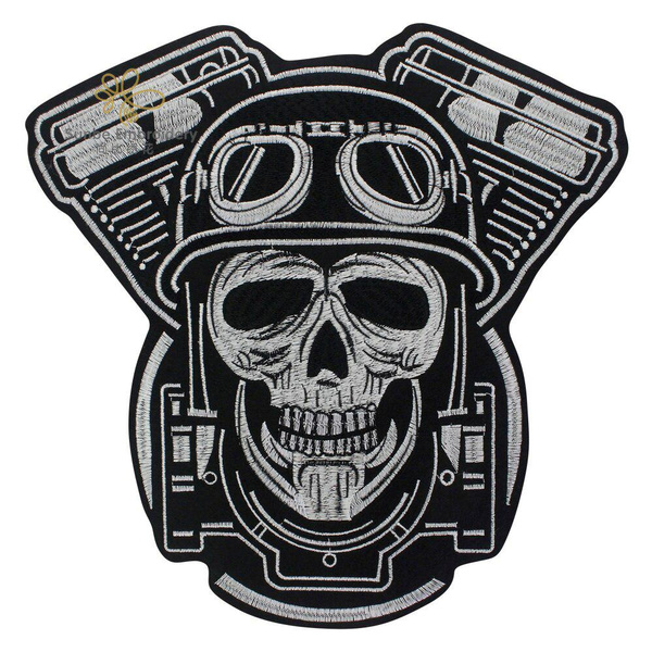 Skull Embroidered Patch, Motorcycle Jacket Patch, DIY Jacket Decoration ...