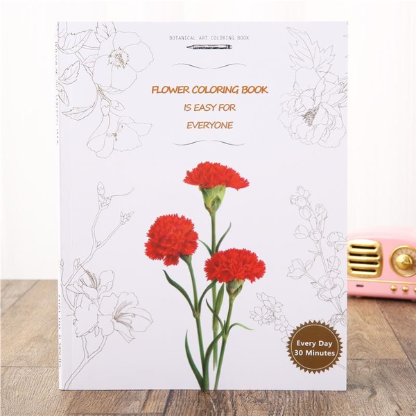 Beautiful Flower Art Coloring Book for Adults Relieve Stress Hand Drawn ...