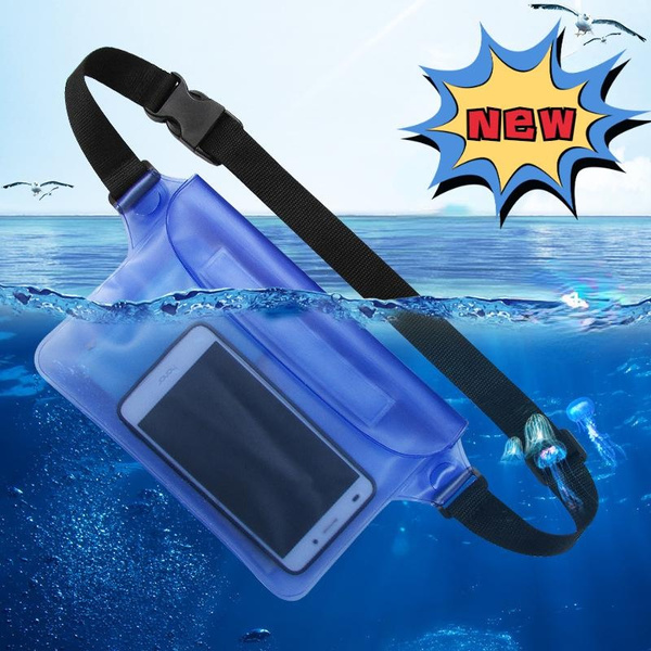 Waterproof phone pouch with waist strap for swimming and other water ...