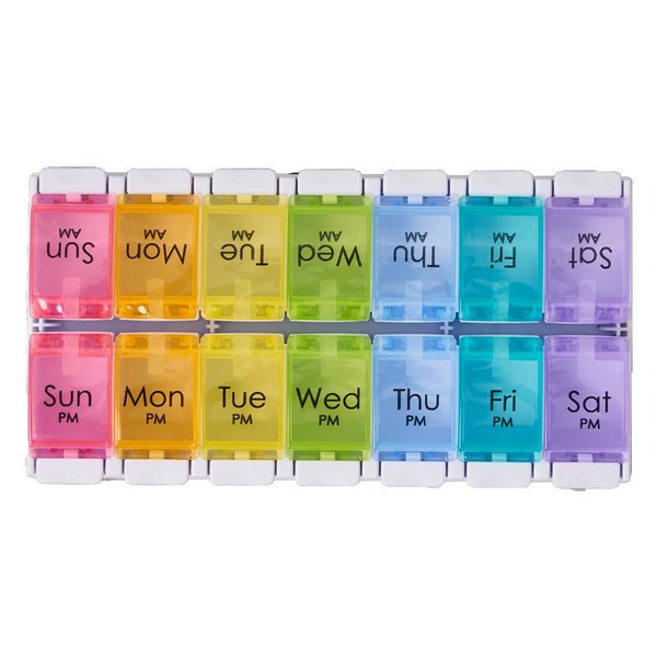 AM PM Weekly 7 Day Pill Organizer, Large Daily Pill Cases Pill Box with ...