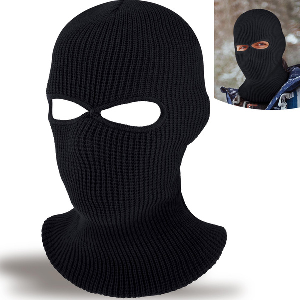 Full Face Cover Mask 3 Hole Knit Hat Winter Stretch Mask Beanie Hat Cap ...
