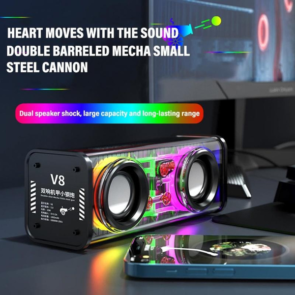 V8 Transparent Mecha Wireless Bluetooth Speaker Sound Light Rhythm ...