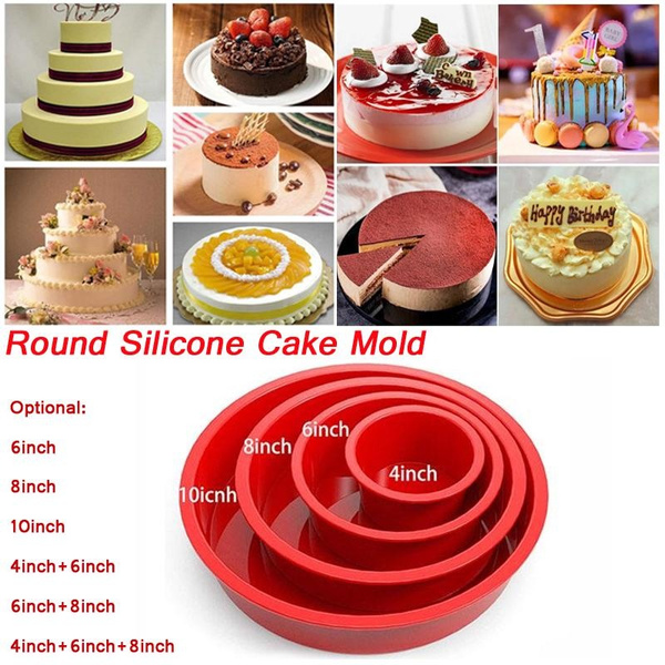 1/2/3 PCS Red Silicone Cake Mold Round Shape Non-stick Baking Mold ...