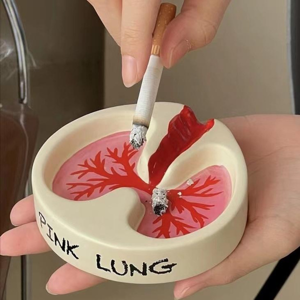 Handcrafted Resin Ashtray with Pink Lung Decoration for Cigarette ...