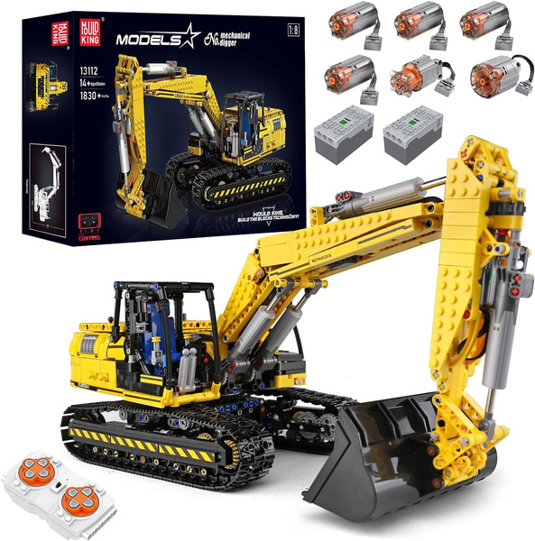 MOULD KING 13112 Mechanical Digger Motorized Excavator APP Remote Control Building Blocks Toy ...