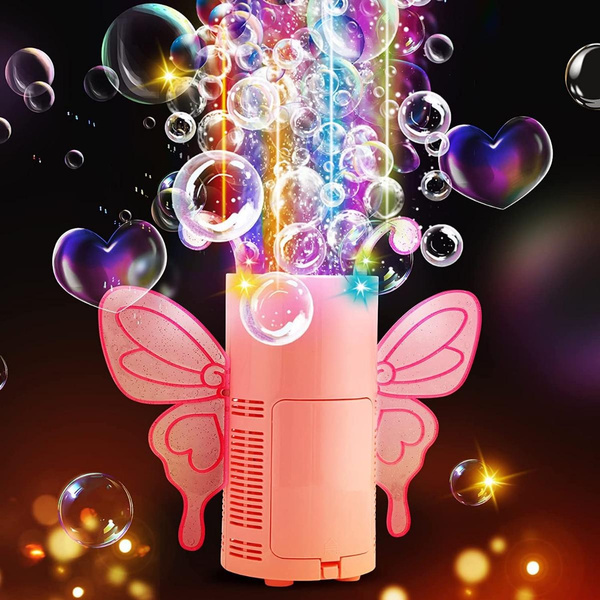 Butterfly Bubble Machine (13 Holes, Pink, Rechargeable Battery ...