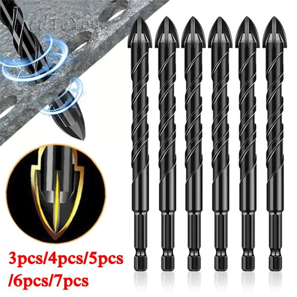 3-12mm Cross Hex Tile Drill Bits Set Glass Ceramic Concrete Hole Opener Brick Hard Alloy ...