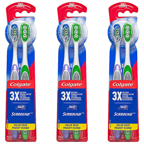 Colgate 360 Surround Manual Toothbrushes with Tongue and Cheek Cleaner ...