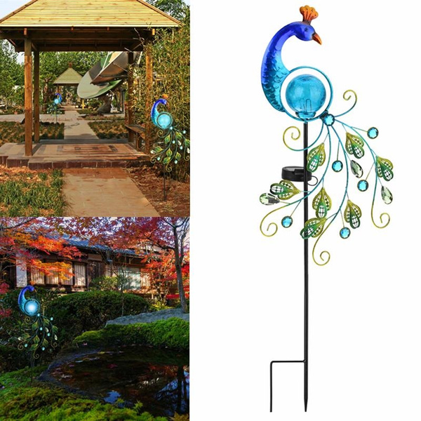 Peacock Garden Sculpture Lighted Yard Art Decor Animal Outdoor Bird ...