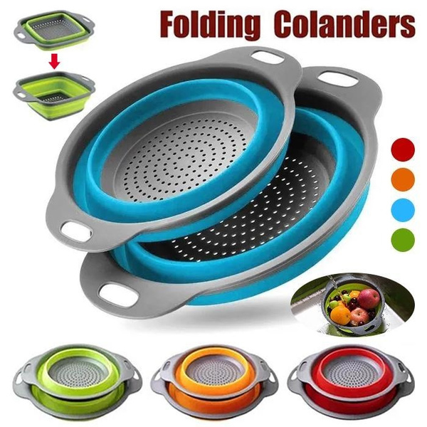 Silicone Folding Vegetable Basket Collapsible Washing Drainer with ...
