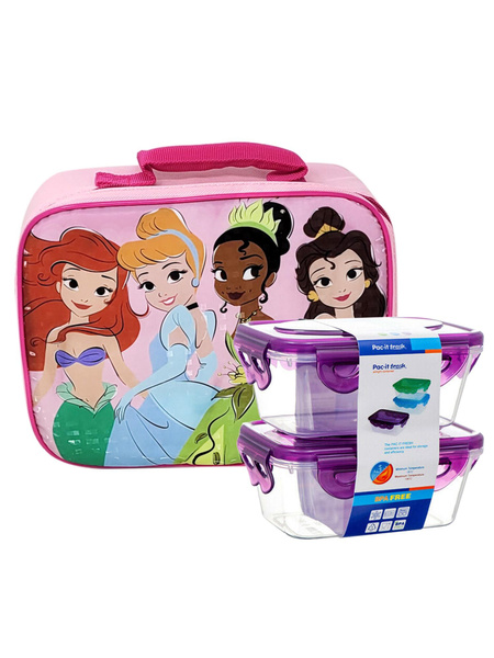 Disney Princess Insulated Lunch Bag Ariel Mulan w/ 2-Piece Snack ...