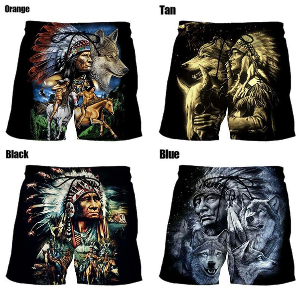 Indian Chief 3d Print Shorts Native American Tribal Spirit Retro Shorts ...