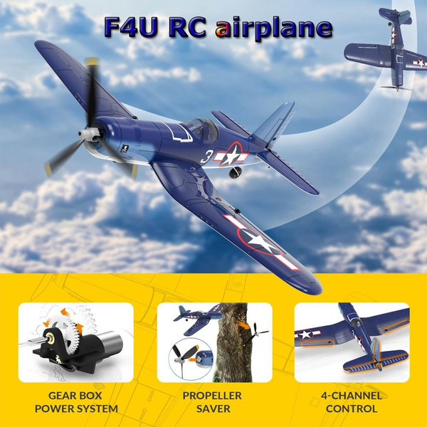 F4U RC Plane 2.4Ghz 4CH 400mm Wingspan One-Key Aerobatic RTF Remote ...