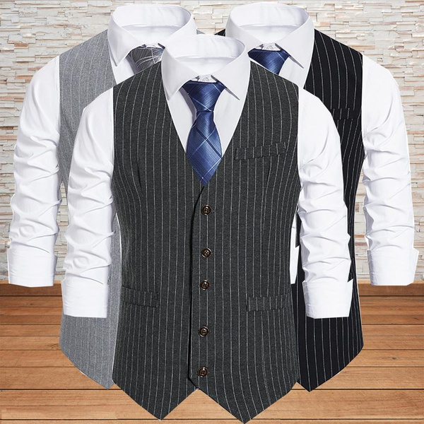 High Quality Men's Striped Vest Classic Slim Vest Business Suit Vest | Wish