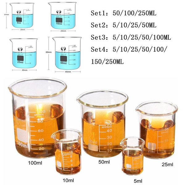 1Set Lab Borosilicate Glass Beaker heat-resist Labware Beaker ...