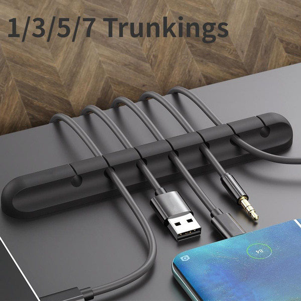 1/3/5/7 Trunkings Silicone Cable Organizer USB Winders Desktop Tidy Management Clips Cable ...