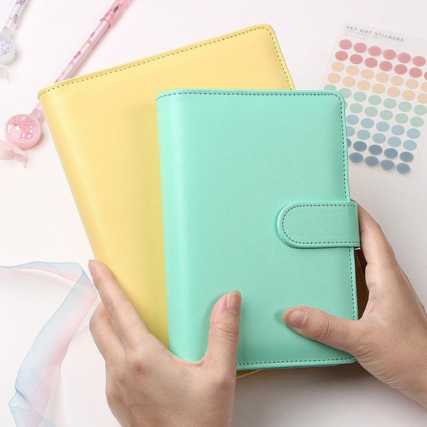 A5/A6 Macaron Color Leather Notebook Cover Planner Agenda Office ...
