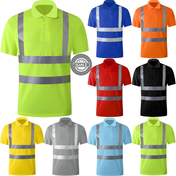 Class 3 T Shirt Reflective Safety Breathable Fluorescent Short Sleeve ...