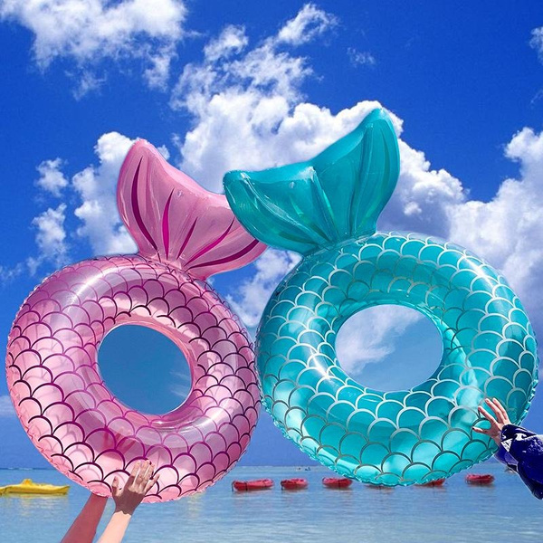 70/90/110 Inflatable Mermaid Swimming Ring Kids Adults Swimming Circle ...