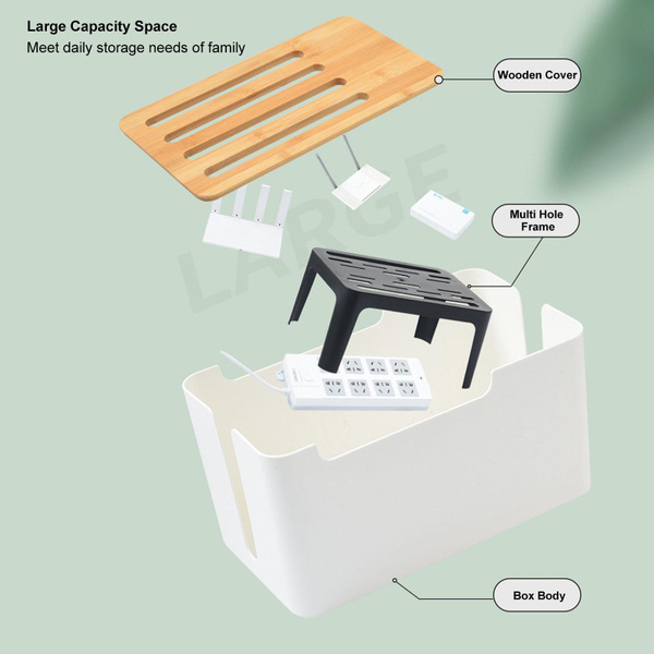 Router Storage Box, Healthy Plastic and Bamboo Wood, Neatly Organize ...