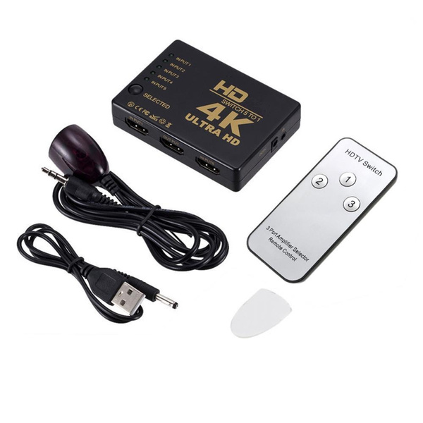 HD Switch box 3 Port Selector Switcher Hub with IR Remote 3 In 1 Out ...
