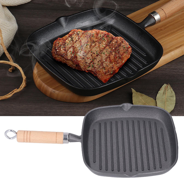 Cast Iron Grill Pan, Non-Stick Skillet for Low-Medium Heat Cooking with ...