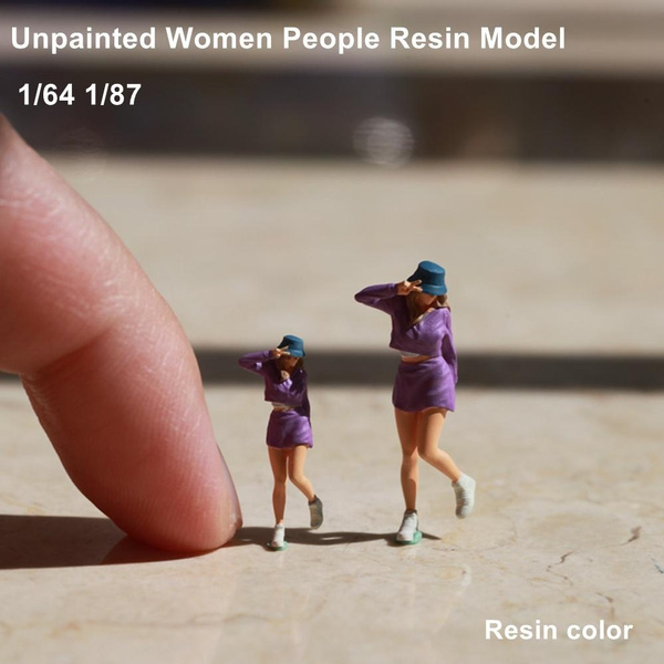 1:87/1:64 Scale Unpainted Women People Resin Model Miniature Girl ...