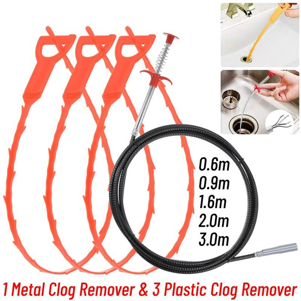 4PCS/SET Hair Drain Clog Remover Tool, Drain Hair Remover Tool, Drain ...