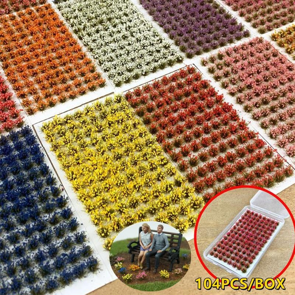 104Pcs/Box Simulation Miniature Flower Grass Model ABS Plant Materials ...