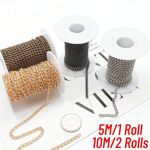 1 Roll/2 Rolls 5 Meters/Roll Electroplated Aluminum Curb Chain Twisted ...