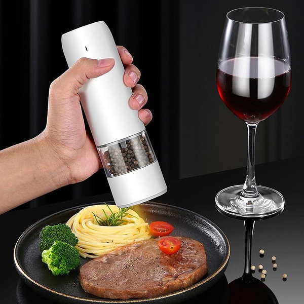 Electric Pepper Grinder USB Rechargeable Automatic Pepper and Salt Mill ...