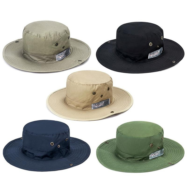 Men Bucket Hat Summer Hat Outdoor Uv Protection Wide Brim Safari ...