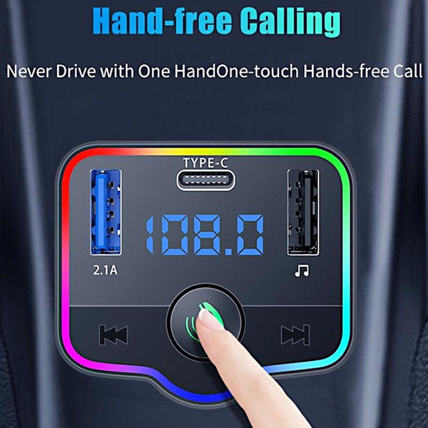 1PC Hands-free Call Receiver FM Transmitter Car Mp3 Player with Ambient ...