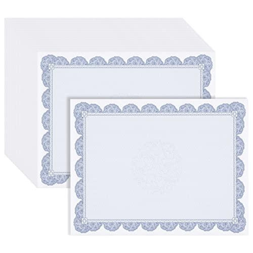 96 Sheets Certificate Paper for Printing with Navy Blue Floral Border ...
