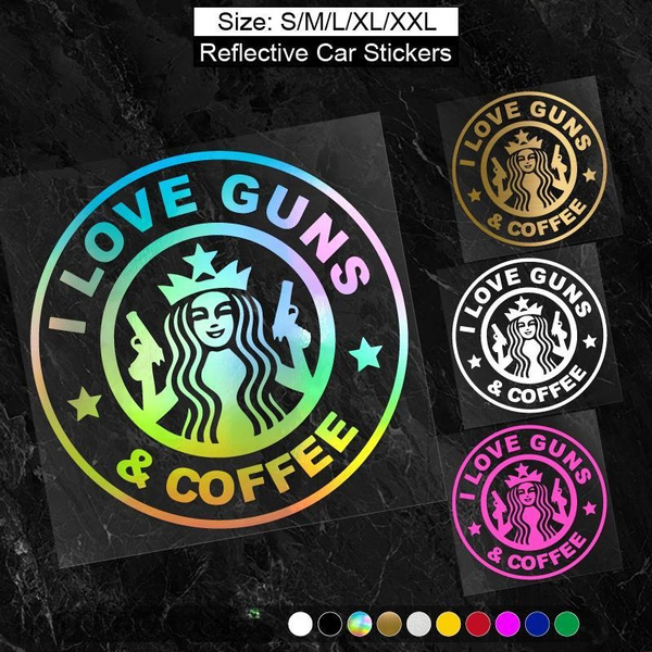 1PC Goddess of Victory I Love Guns and Coffee Universal Car Stickers Art Automobile Trucks ...