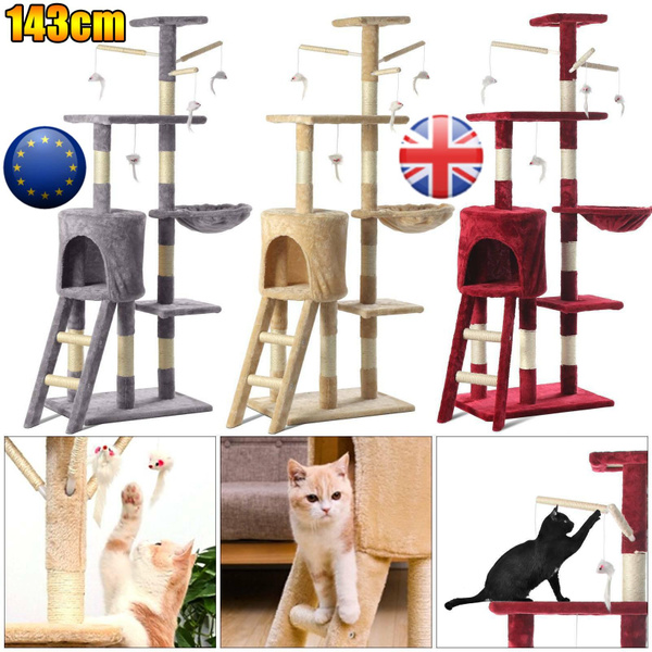 143CM Large Multilevel Cat Tree Climbing Tower Activity Centre Cat ...