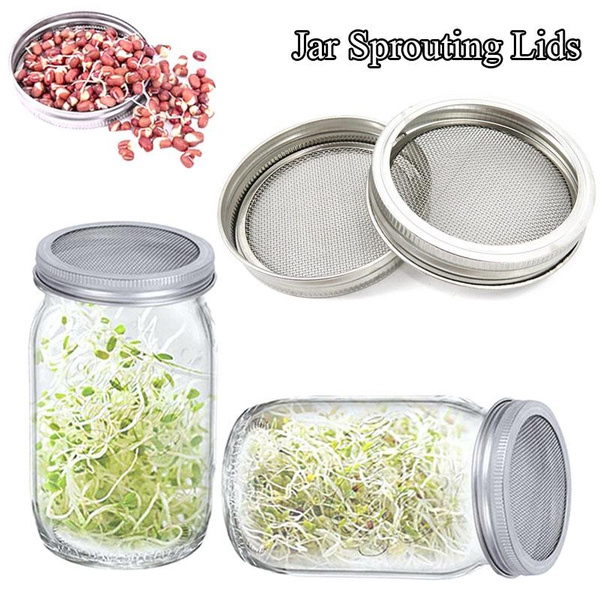 Jar Sprouting Lids Stainless Steel Mesh Lid Sprouting Strainer Lids Kit ...
